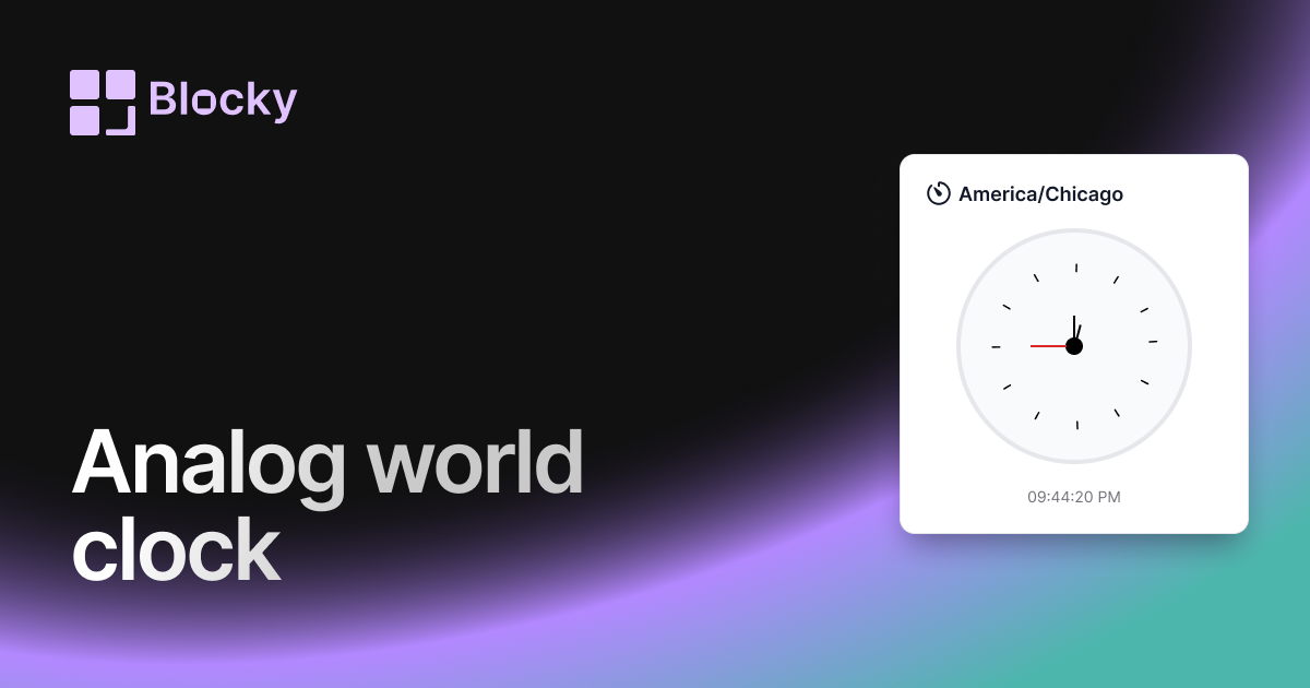 Analog World Clock for Notion – Widget Editor