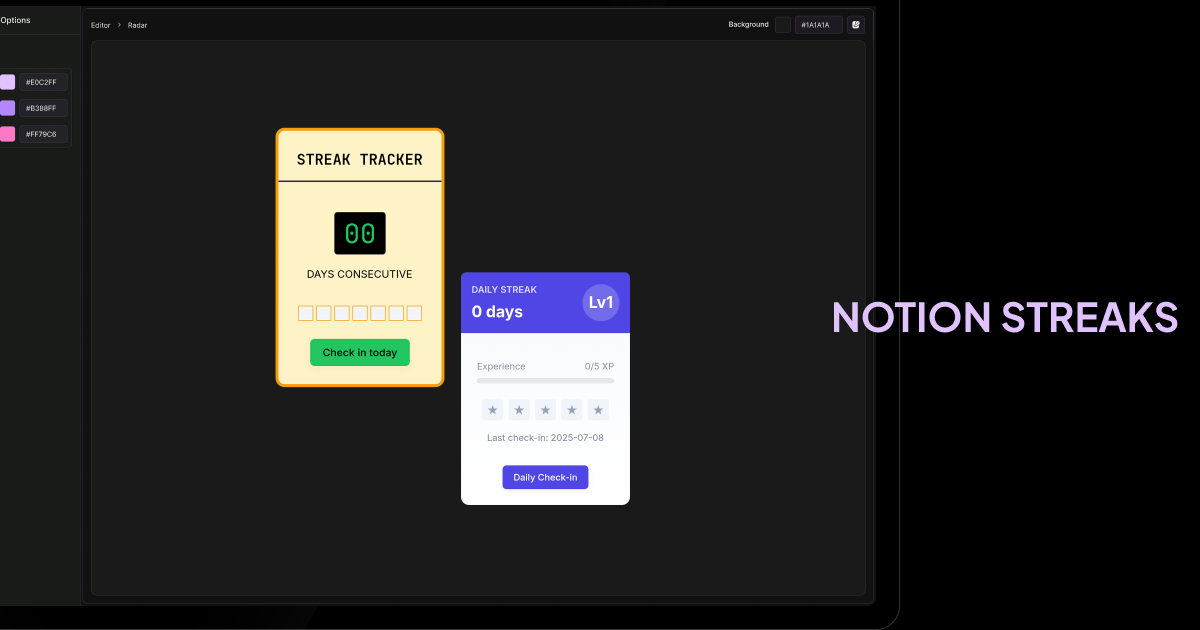 Notion Streaks for Notion – Widget Editor