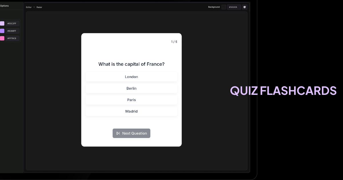 Quiz Flashcards for Notion – Widget Editor