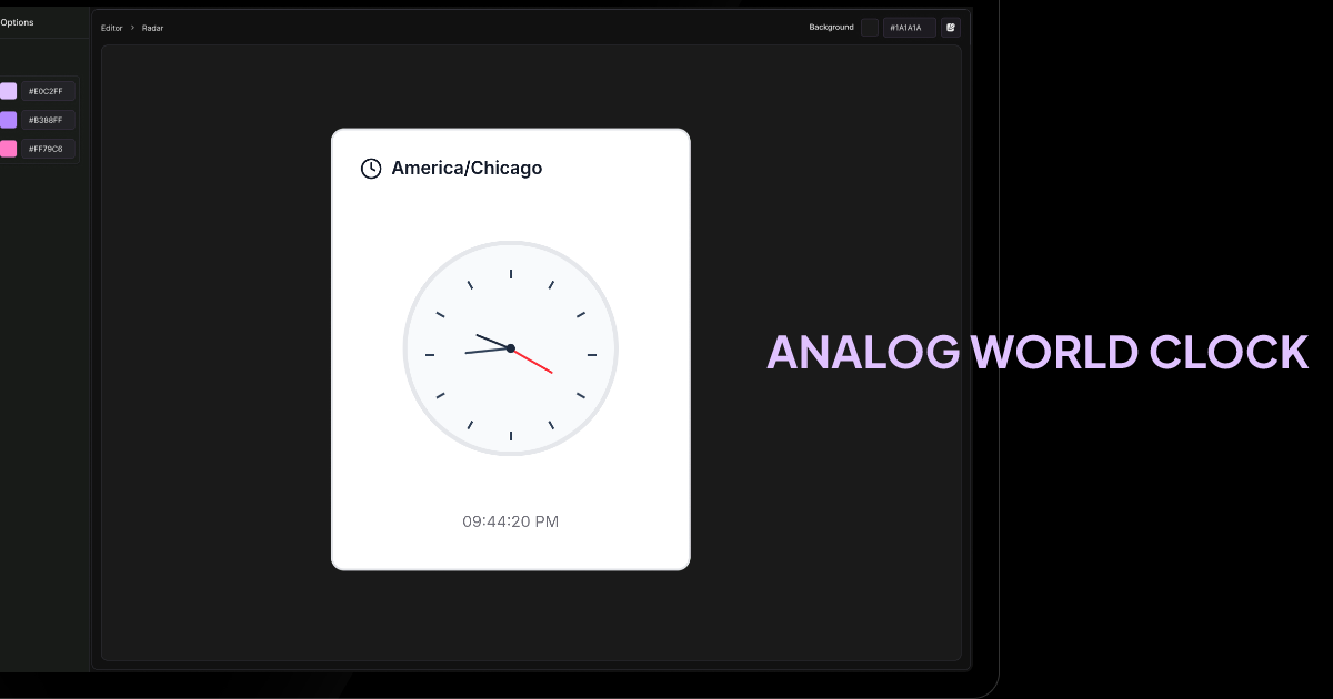 Analog World Clock for Notion – Widget Editor