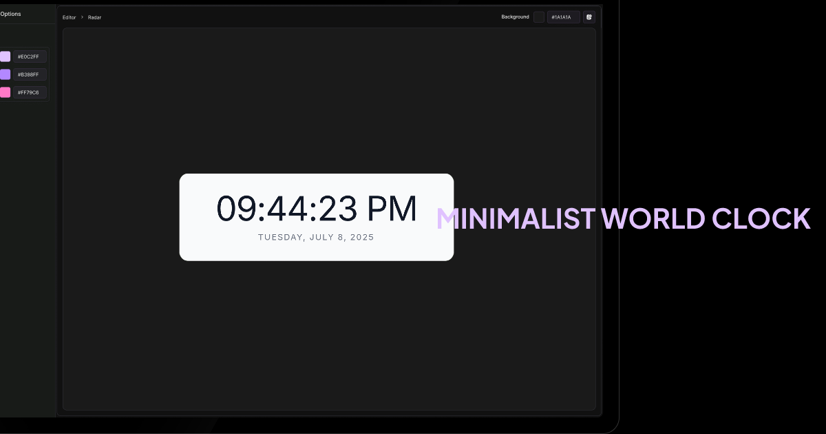 Minimalist World Clock for Notion – Widget Editor