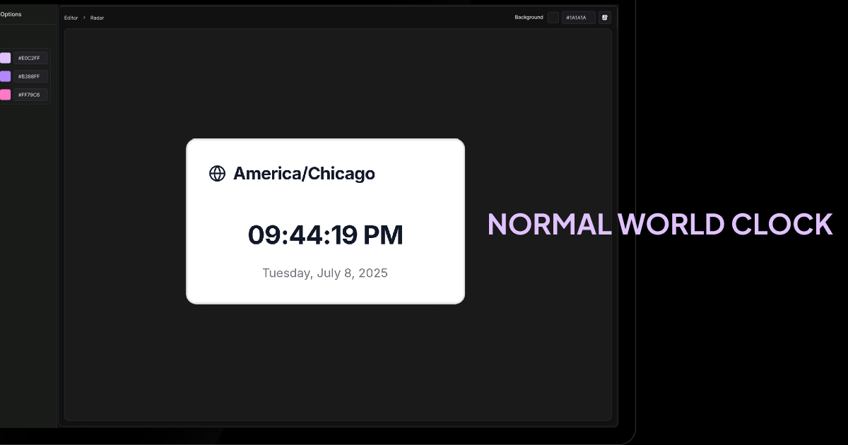 Normal World Clock for Notion – Widget Editor