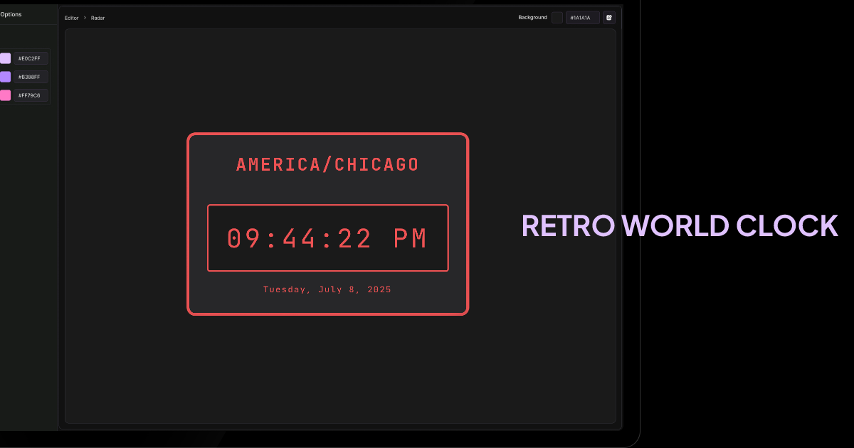 Retro World Clock for Notion – Widget Editor